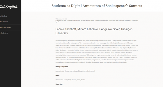Explanatory Annotation - A Research Project in Digital Literary Annotation